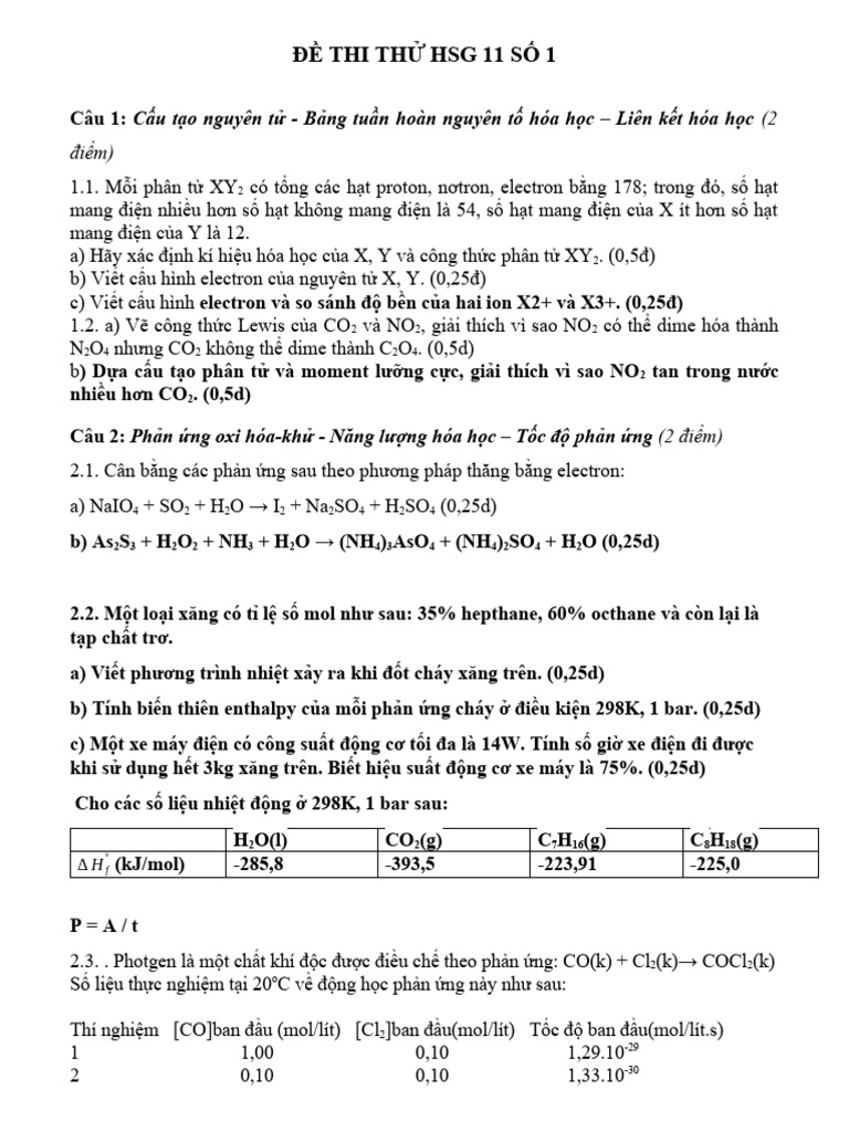 ĐỀ THI THỬ HSG 11 SỐ 1 | PDF