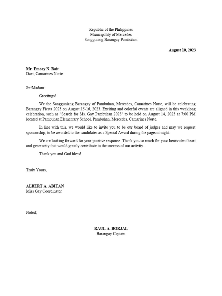 Invitation Letter Judge | PDF