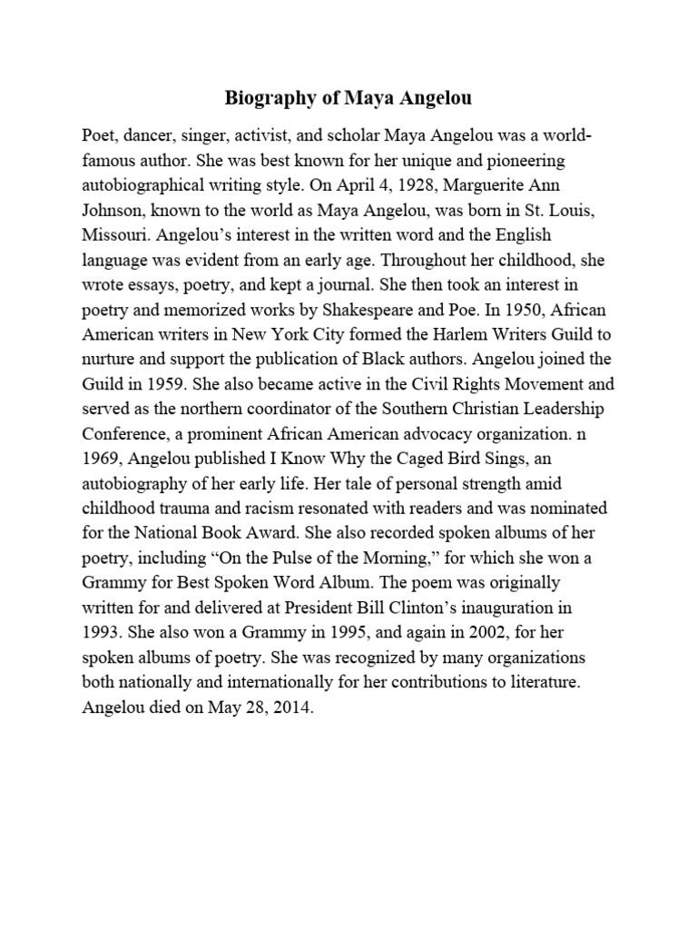 Maya Angelou: Life and Legacy | PDF | Maya Angelou