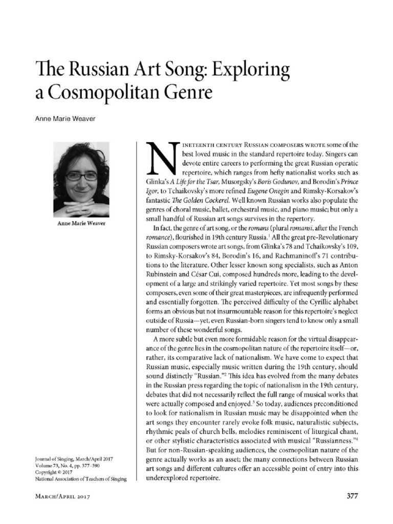 Anna Weaver - The Russian Art Song: Exploring A Cosmopolitan Genre | PDF