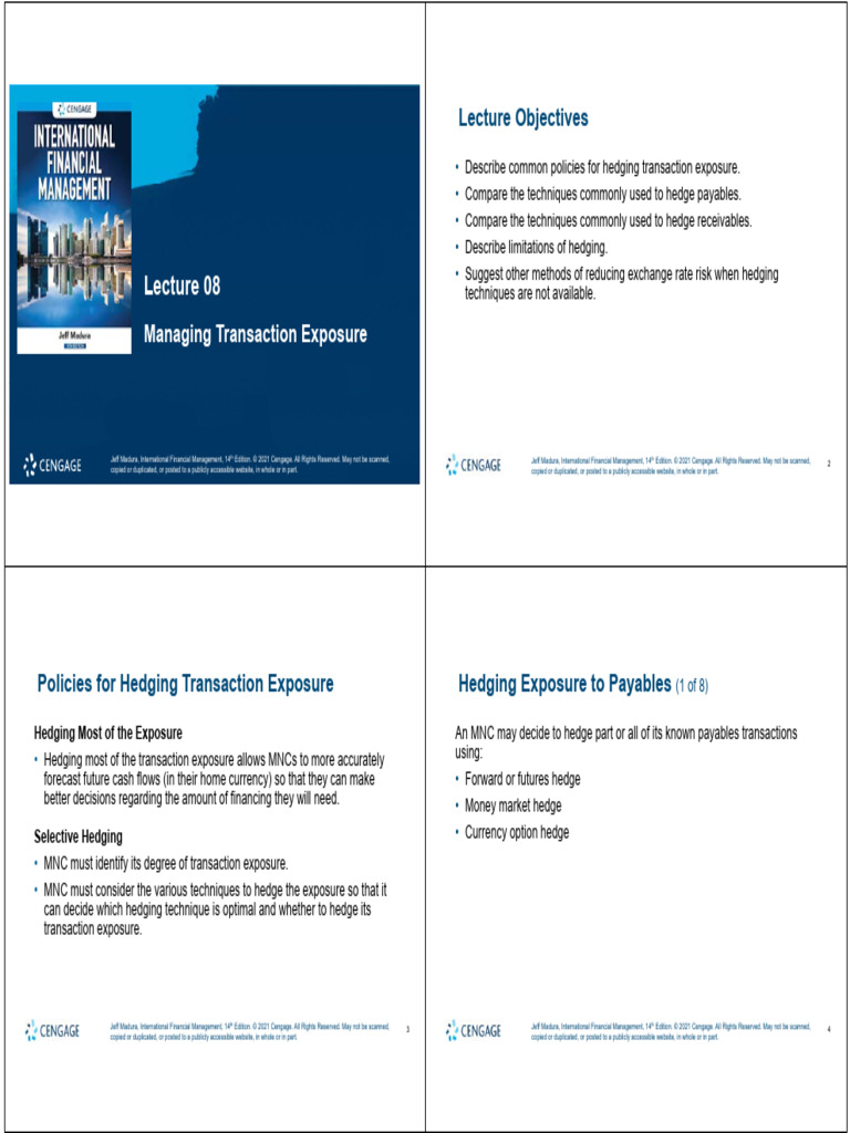 Lecture 08 - Managing Transaction Exposure | Download Free PDF | Hedge (Finance) | Option (Finance)