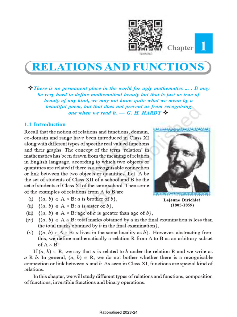 Class 12 NCERT Maths: Relations & Functions | PDF | Function ...