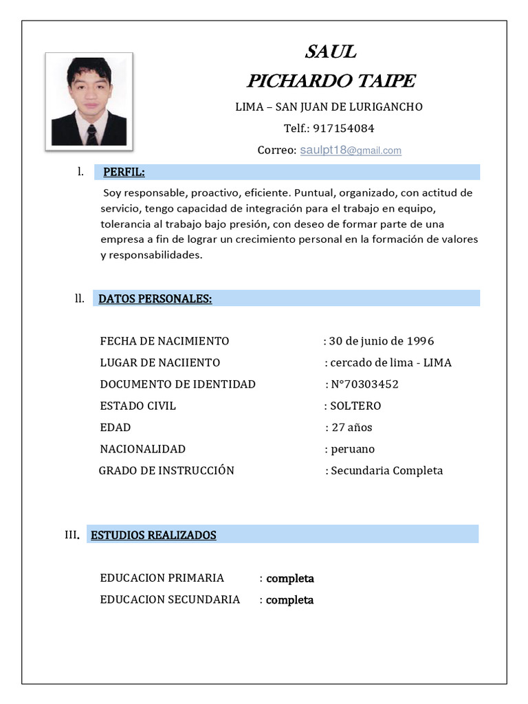 CV2023 SPT | PDF | Lima