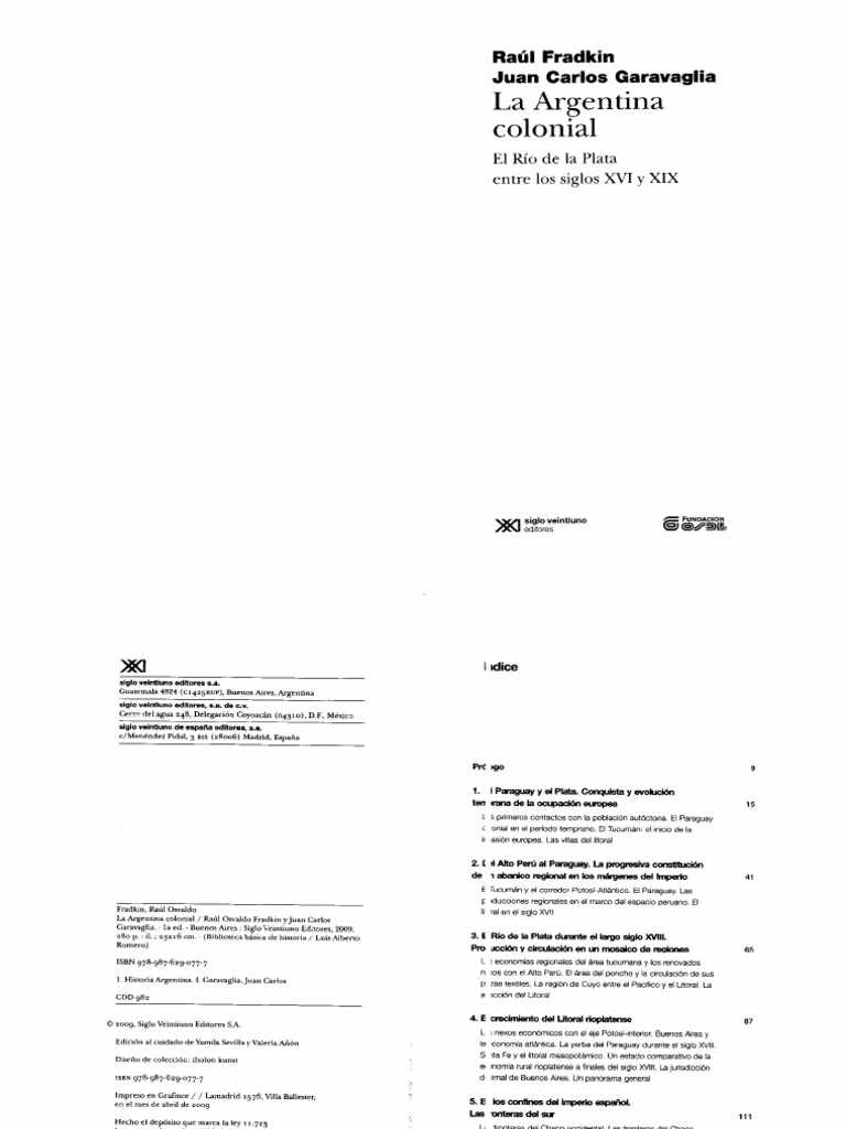 FRADKIN Raul y GARAVAGLIA Juan Carlos - La Argentina Colonial | PDF