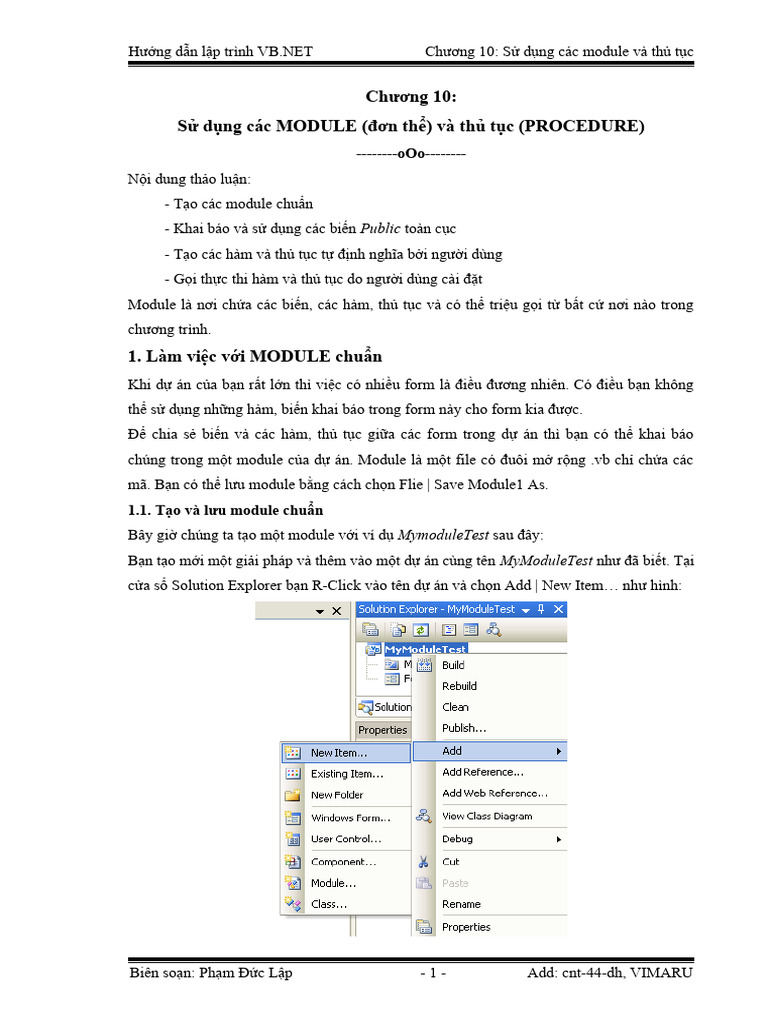 10 - Chuong 10 - Su Dung Cac MODULE (Don The) Va Thu Tuc (Procedure) | PDF