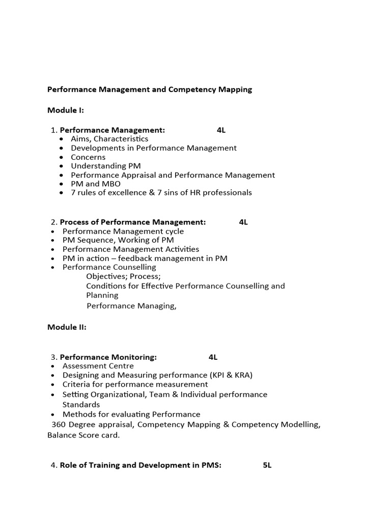 Syllabus - MBA HR DSE Sem 3 - Performance Management & Competency Mapping | PDF | Competence ...
