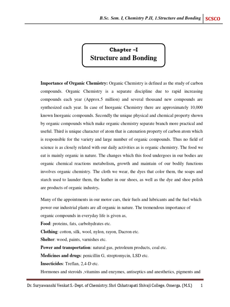 VSS, Chem., B.SC - Sem.I, Structure and Bonding Notes | PDF | Chemical ...