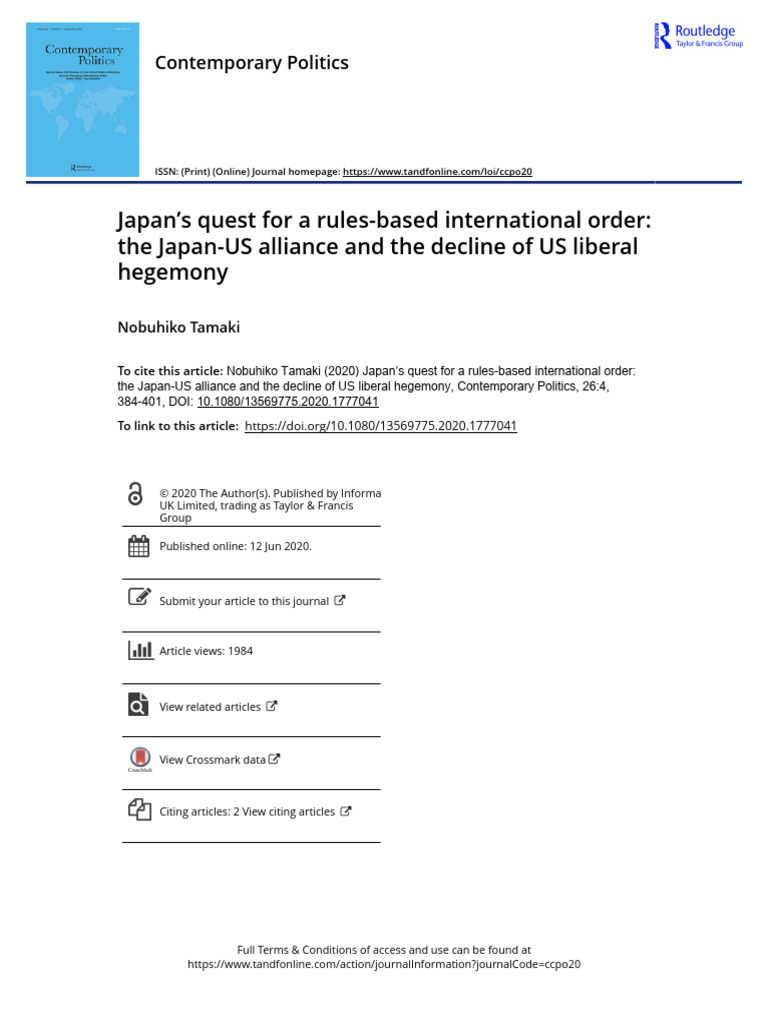 Japan S Quest For A Rules Based International Order The Japan US ...