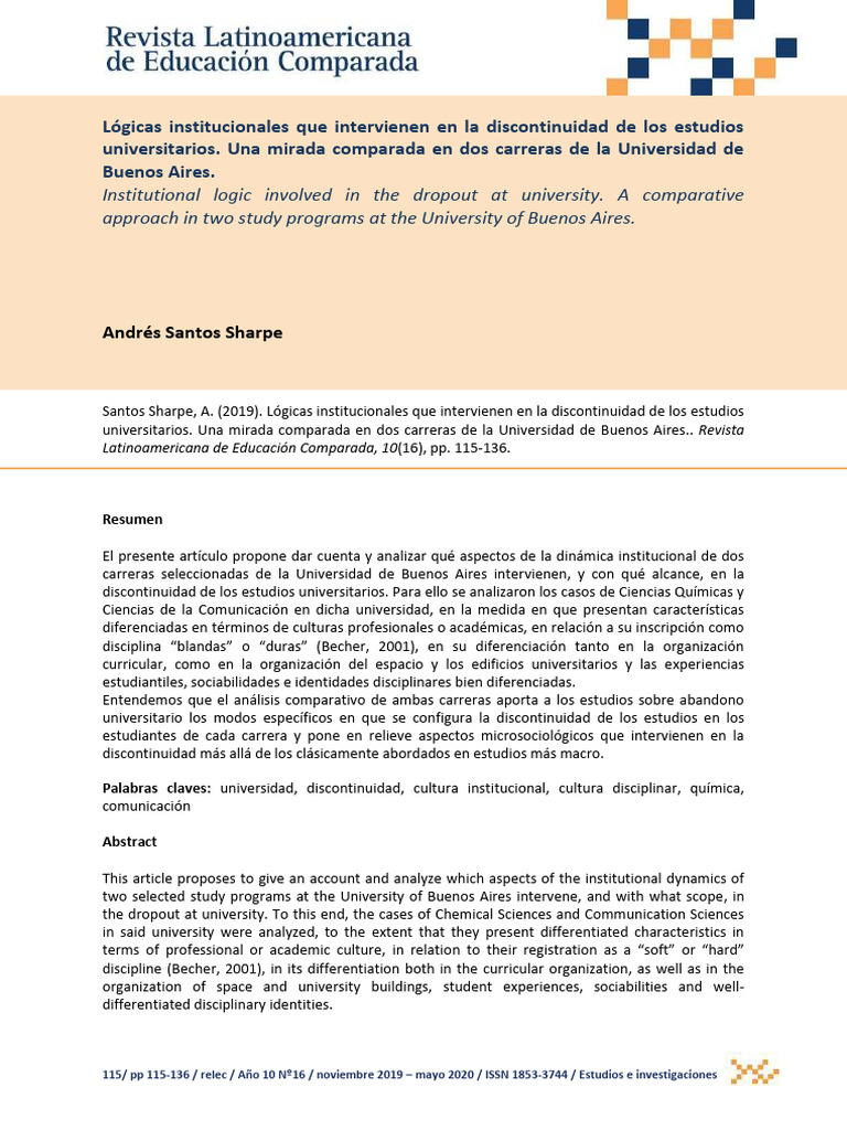 Institutional Logic Involved in The Dropout at University. A ...