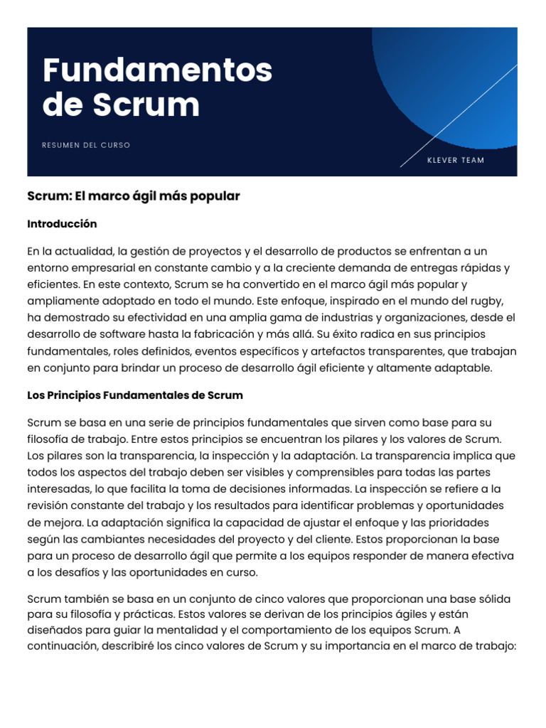 Fundamentos de Scrum El marco ágil más popular (1) | PDF | Scrum ...