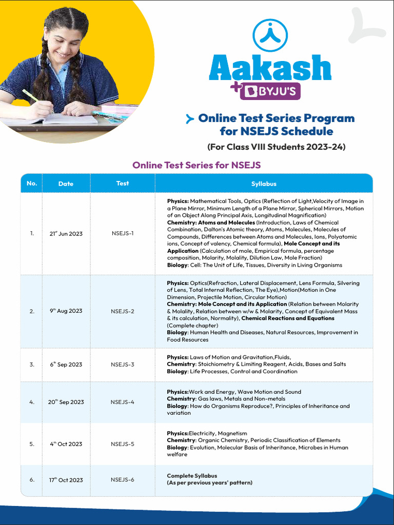 Test Planner For NSEJS Schedule - VIII - 0 | PDF | Chemistry | Molecules