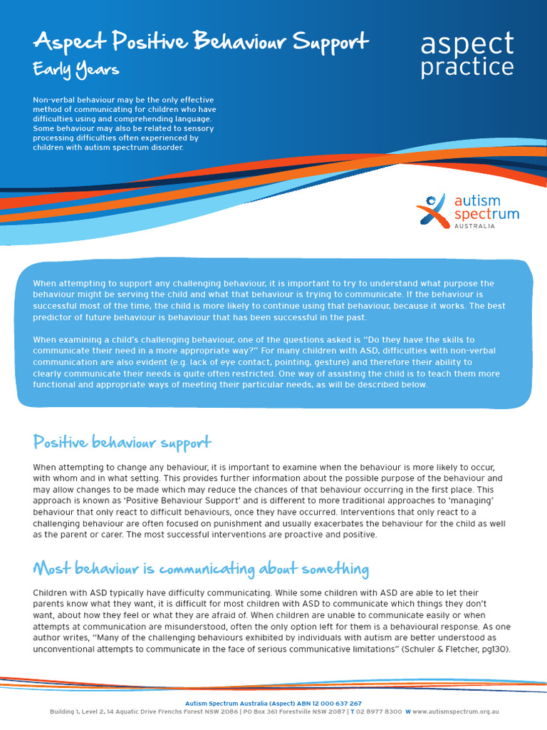 Aspect Practicet BB Positive Behaviour Suppor Early Years | PDF ...