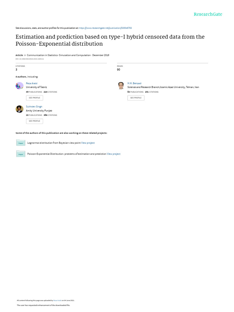 Estimationandpredictionbasedontype Ihybridcensoreddatafromthe Poisson Exponentialdistribution