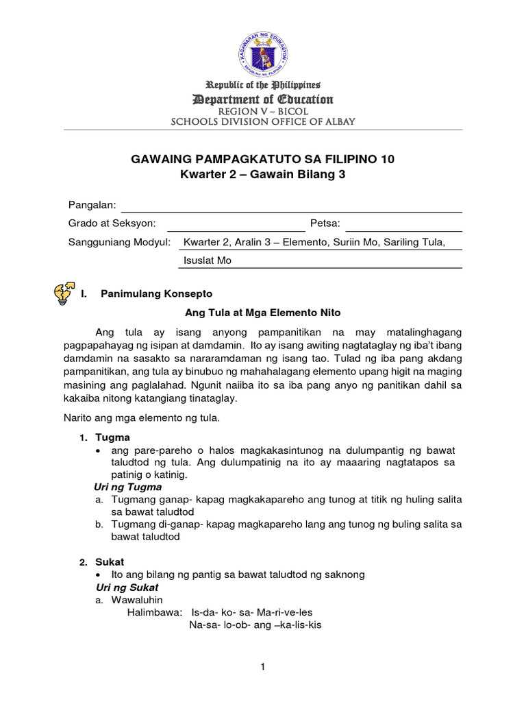 Filipino10 Q2 LAS 3 | PDF