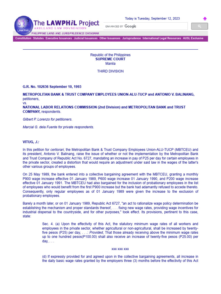 Metrobank Vs NLRC | PDF | Employment | Salary