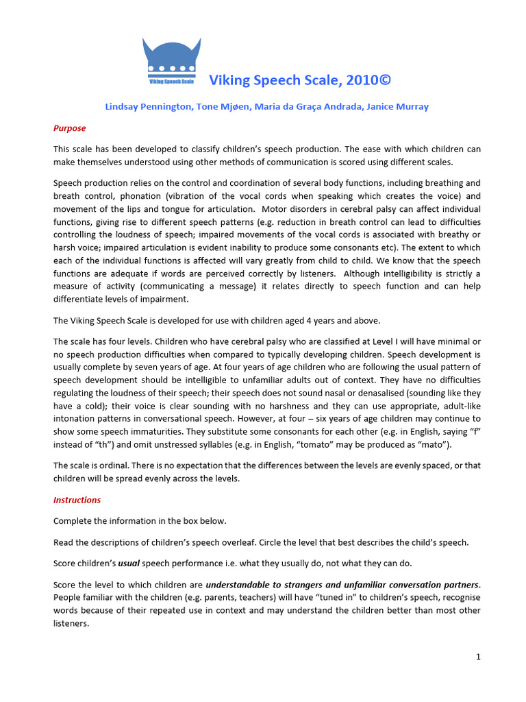 Viking Speech Scale 2011 Copyright | PDF | Speech | Human Voice