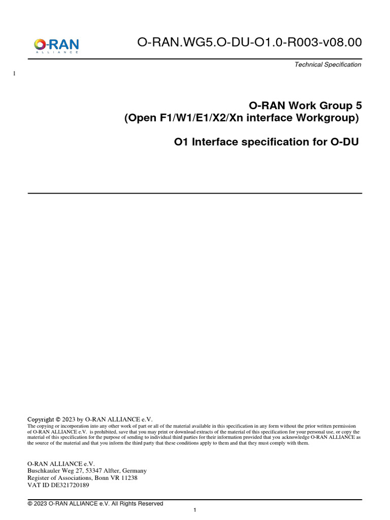 O RAN - WG5.O DU O1.0 R003 v08.00 | PDF | Computer Science | Telecommunications Standards