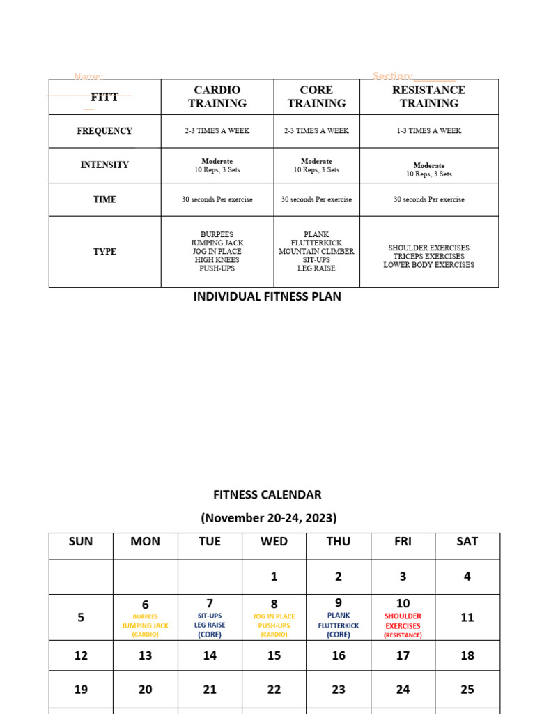 Fitness Plan | Download Free PDF | Aerobic Exercise | Physical Fitness