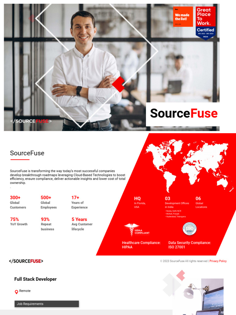 Full Stack Developer JD-SourceFuse Technologies | PDF | Privacy | Computing