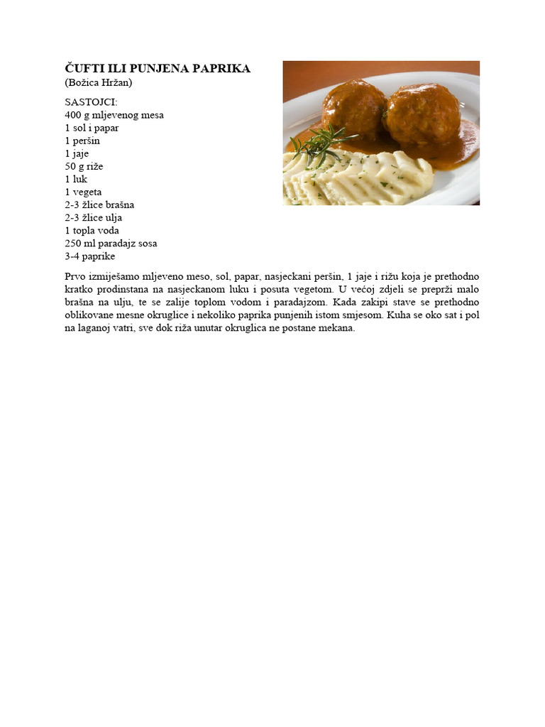 Čufti Ili Punjena Paprika | PDF