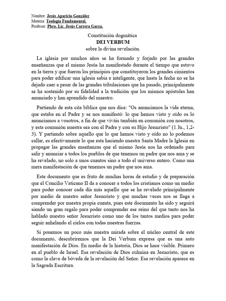 Dei Verbum | PDF | Iglesia Católica | eucaristía