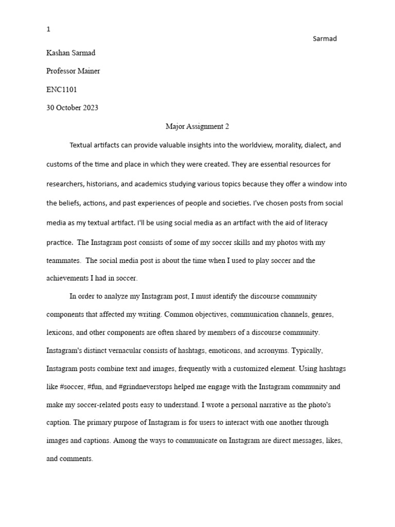 Major Assignment 2 | PDF | Communication | Discourse