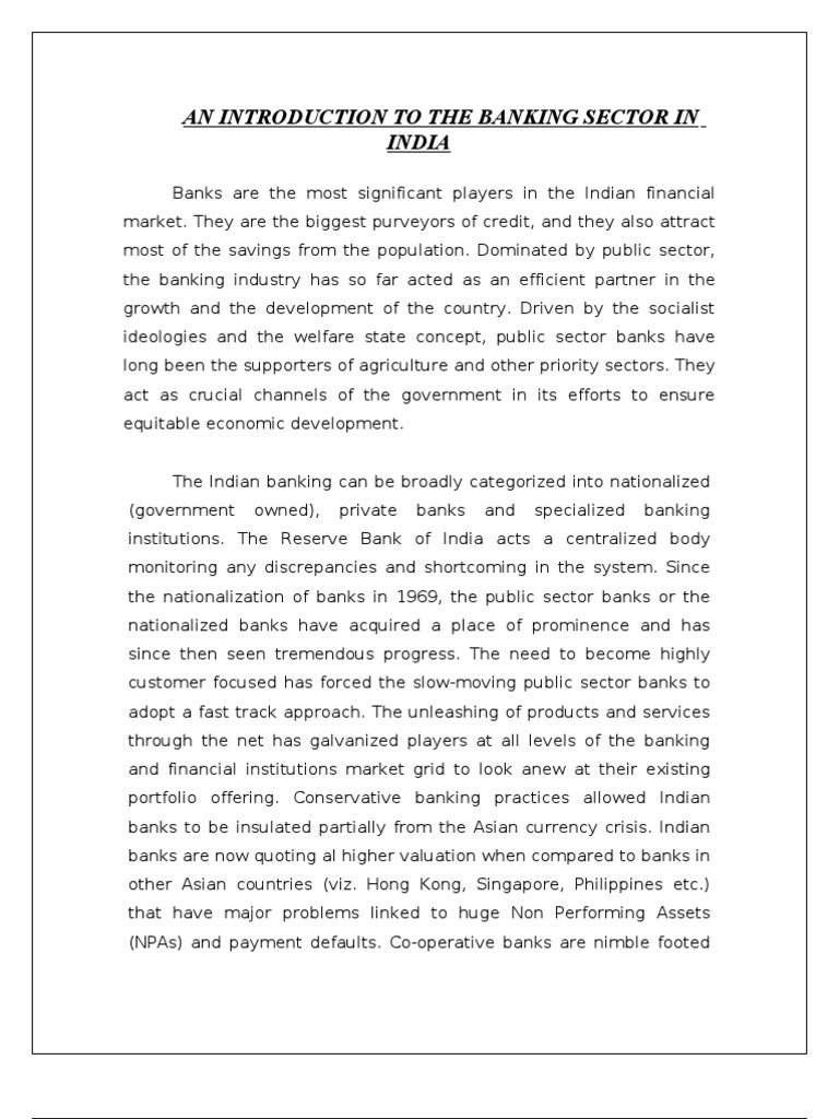 An Introduction To The Banking Sector in India | PDF | Banks | Interest