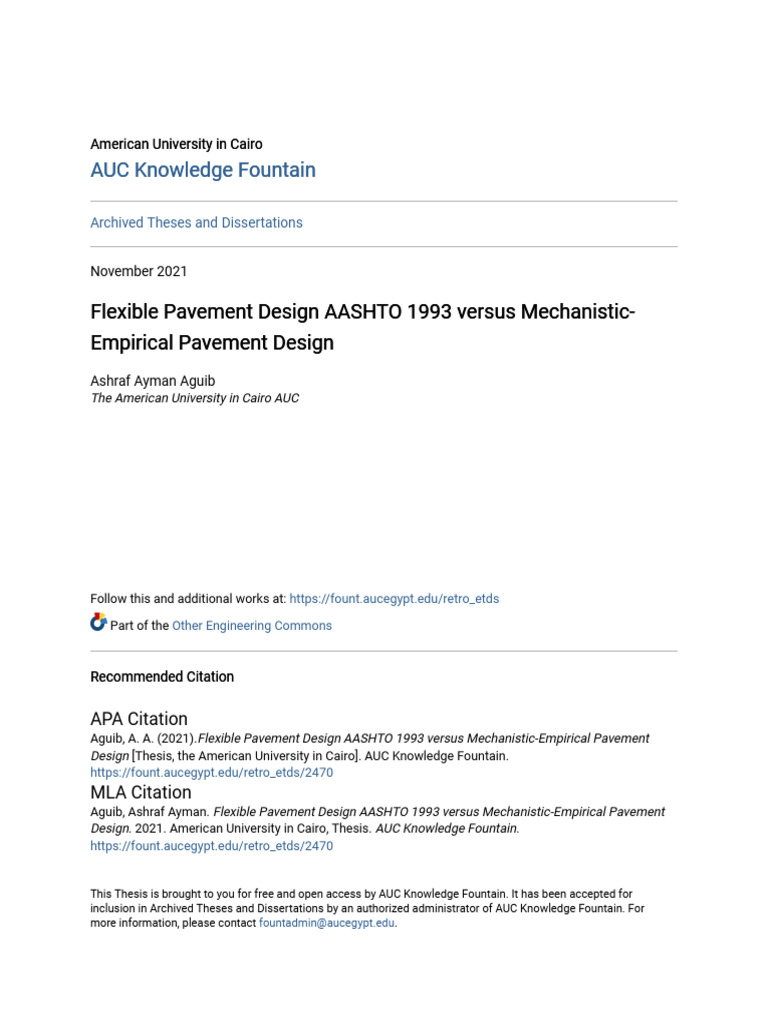 Flexible Pavement Design AASHTO 1993 Versus Mechanistic-Empirical | PDF | Road Surface ...