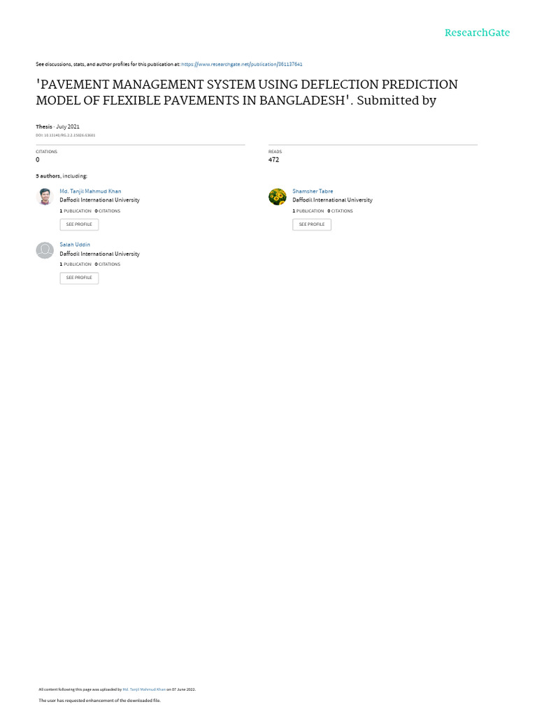 'Pavement Management System Using Deflection Prediction Model of Flexible Pavements in ...