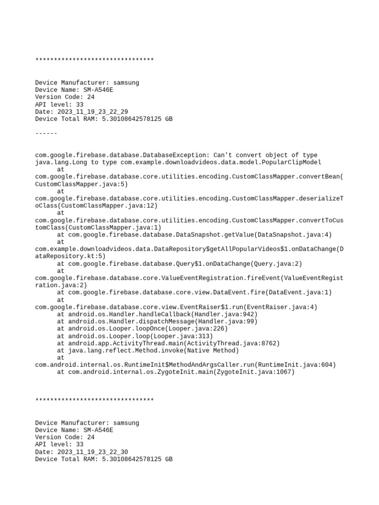 CrashReport 1700454149217 | PDF | Java (Programming Language) | Android (Operating System)