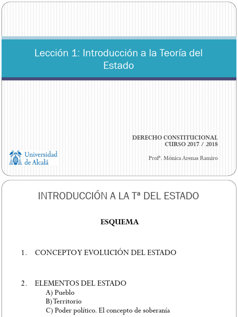 Leccion 1 Introduccion Teoria Estado | PDF | Estado (política) | Soberanía