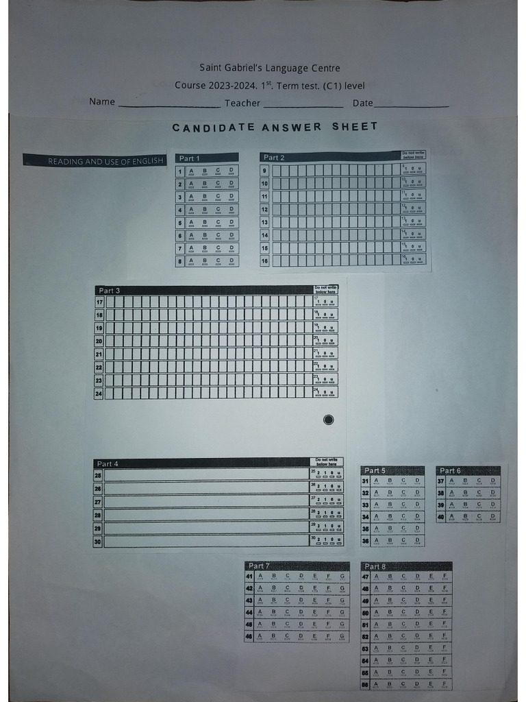 Read-Use-Listening Answer Sheet | PDF