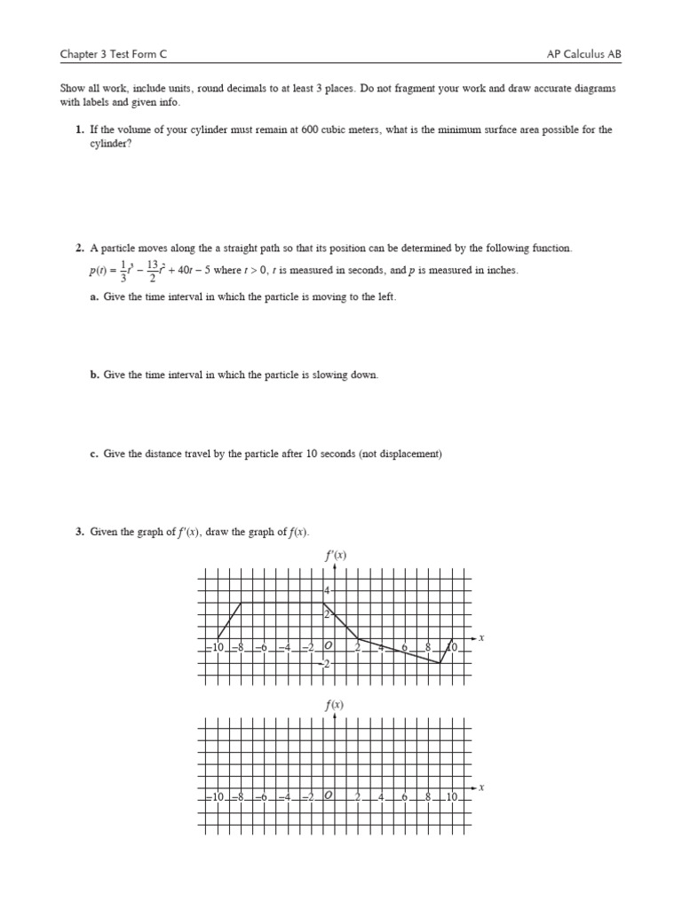 CH 3 Form C | Download Free PDF | Calculus | Function (Mathematics)