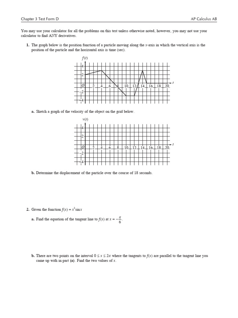 CH 3 Form D | PDF | Derivative | Calculus