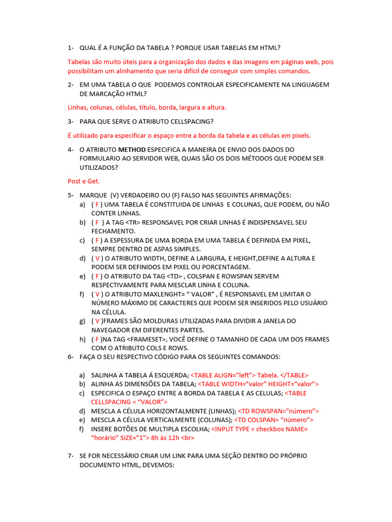 1º Exercicio de Revisão | PDF | Html | Pixel