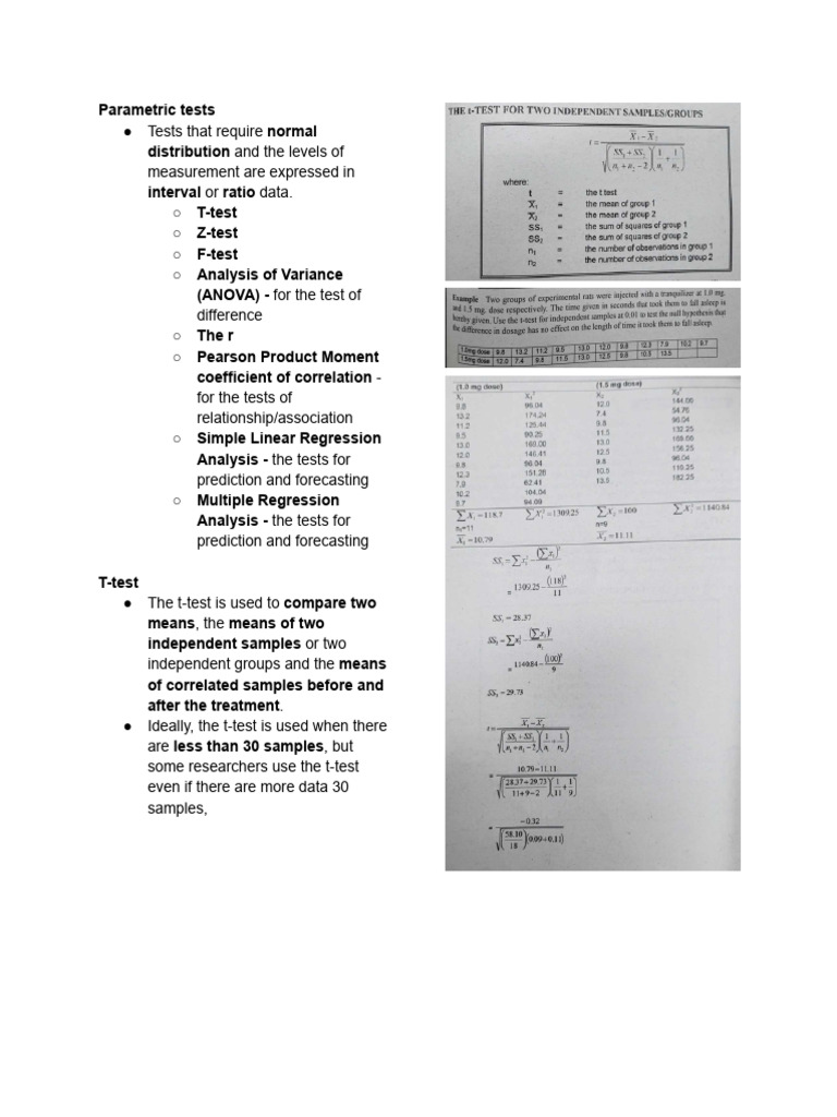 Parametric Tests | PDF | Student's T Test | F Test