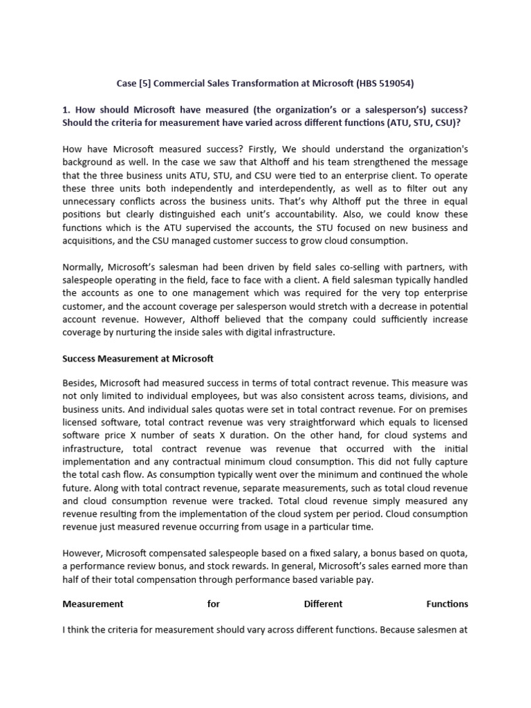 Microsoft Case Study | PDF | Sales | Cloud Computing