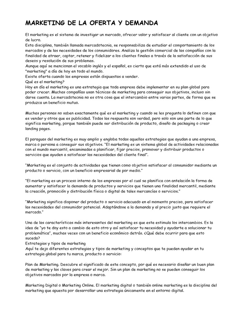 Marketing Oferta y Demanda 2023 | PDF | Oferta y demanda | Marketing