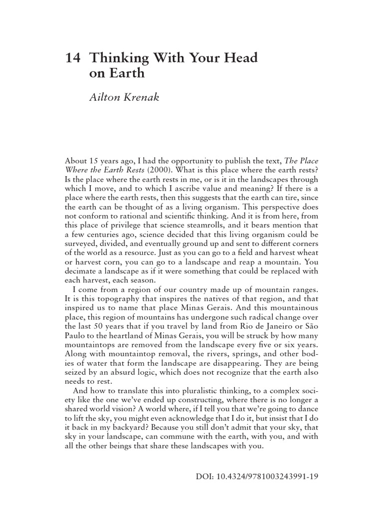 Krenak Thinking With Your Head On Earth Edvzyapa | PDF