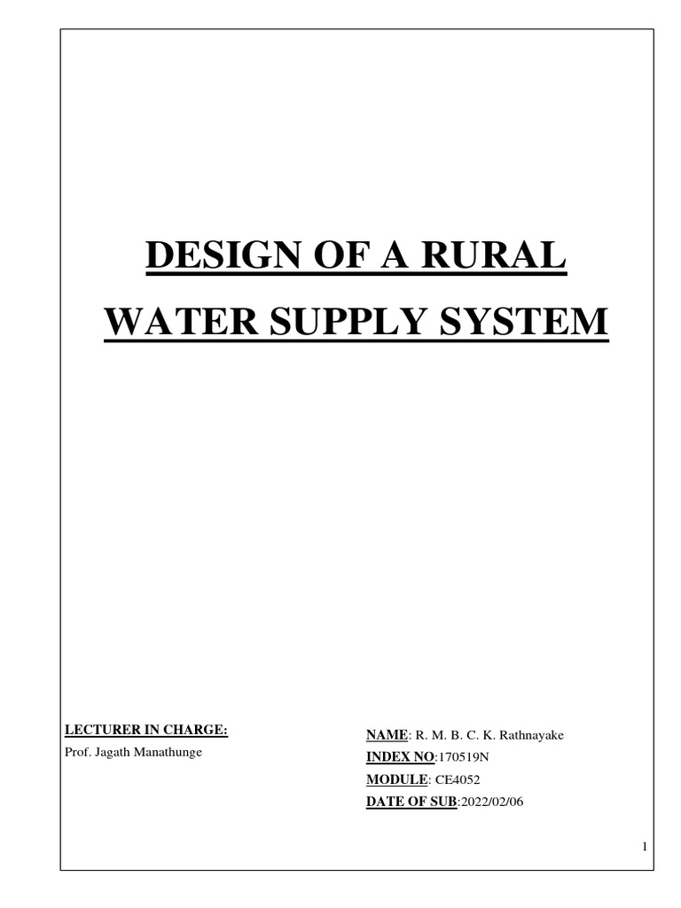 Rural Water Supply System Design Guide | PDF | Water | Drinking Water