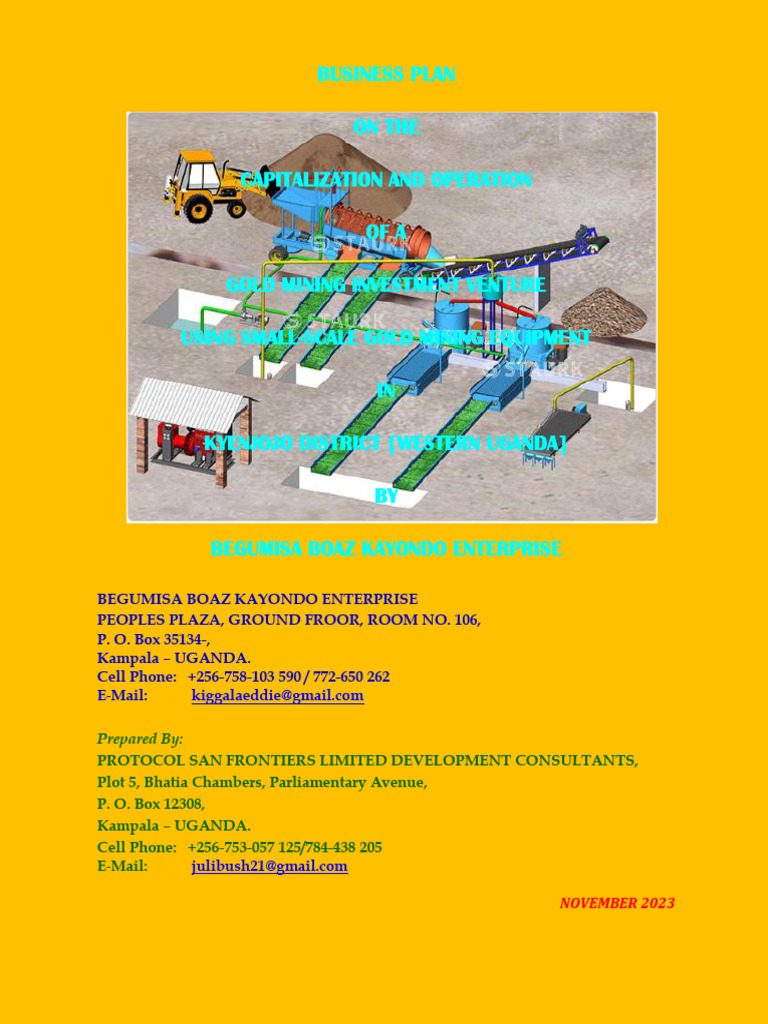Business Plan - Begumisa Boaz Kayondo Enterprise 23.11.2023 Merged PDF | PDF | Mining | Business