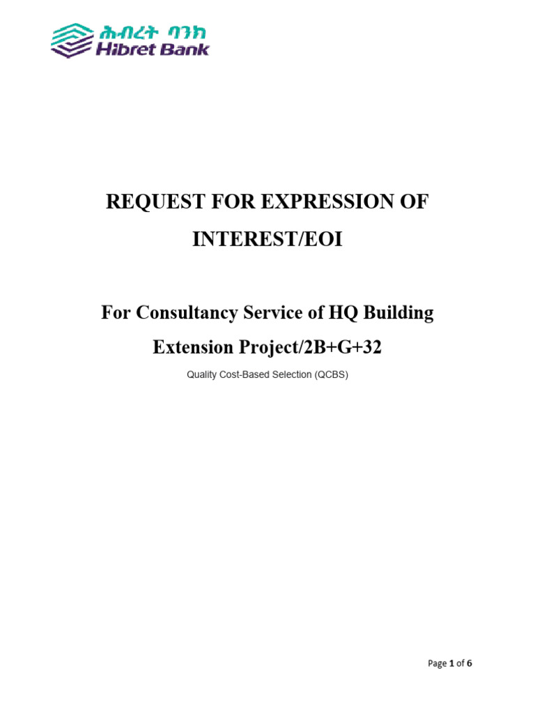 EXPRESSION OF INTEREST For Consultancy Service | PDF | Consultant | Business
