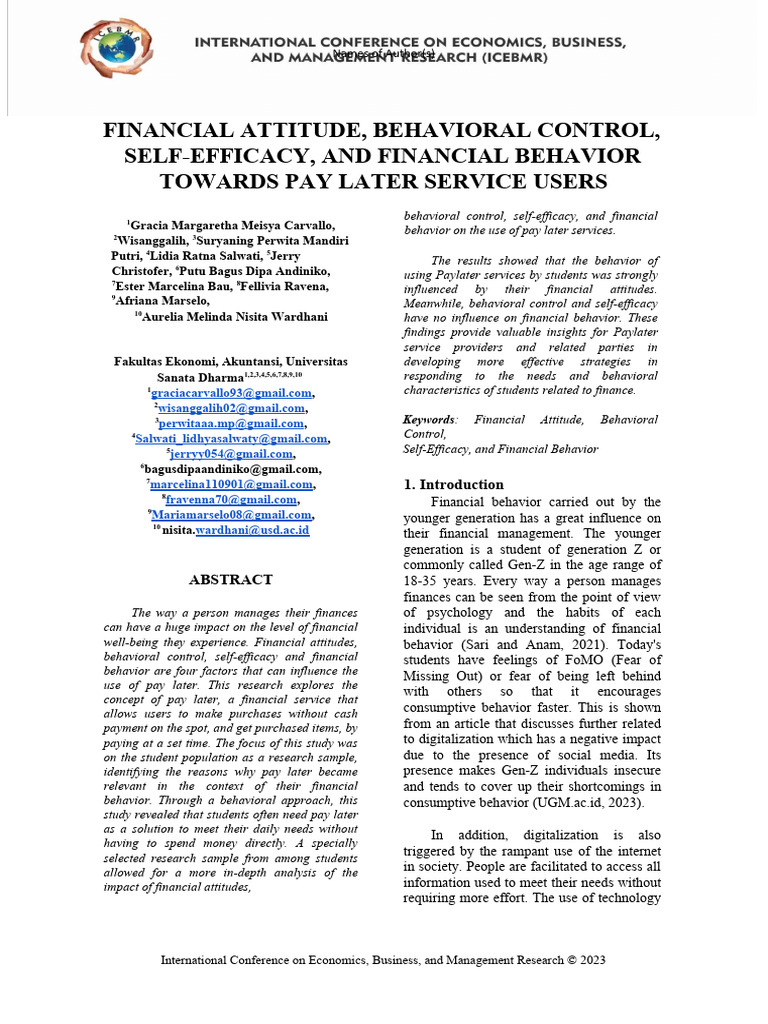 Full Paper - Financial Attitude, Behavioral Control, Self Efficacy, and ...