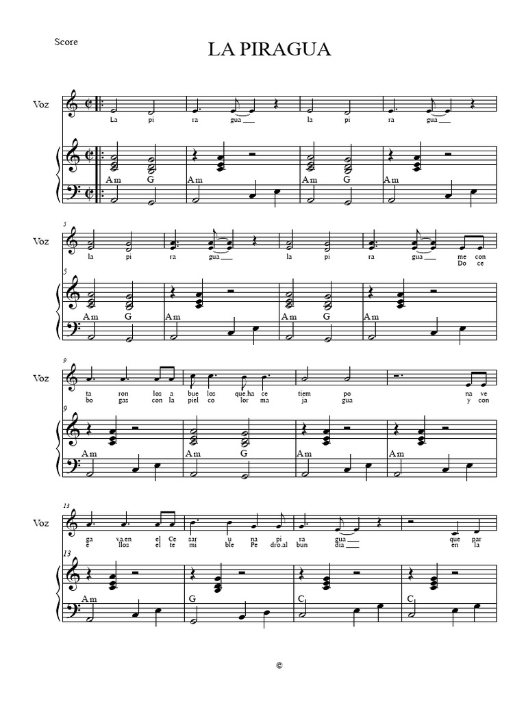 La Piragua Versión Sencilla Piano | PDF