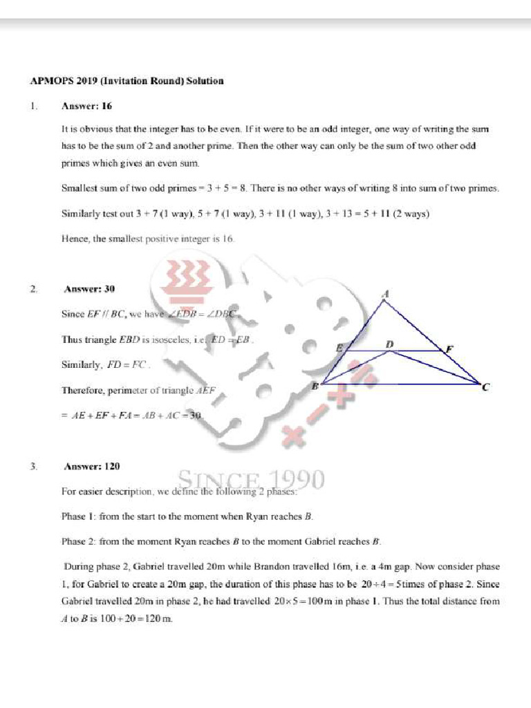 APMOPS 2019 Solution | PDF