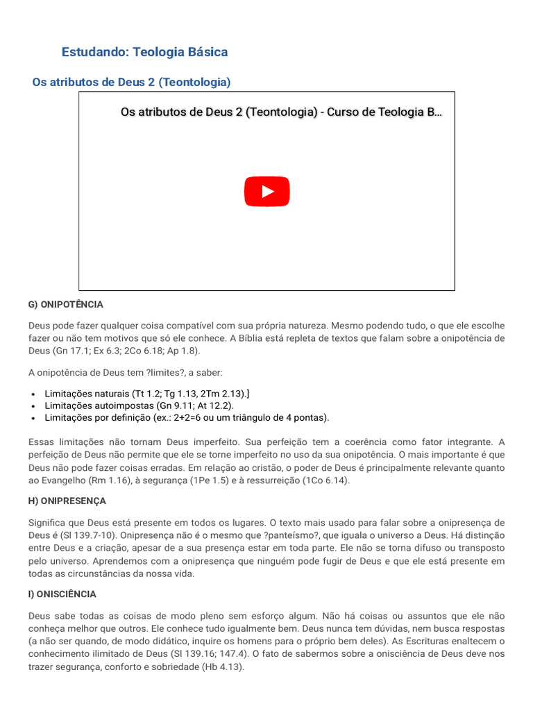 Teologia Básica - Teontologia 3 | PDF | Deus | Trindade