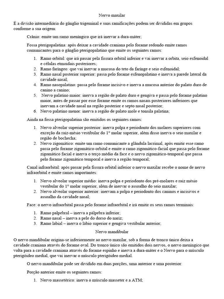 Anatomia dos Nervos Maxilar e Mandibular | PDF | Boca | Sistema nervoso