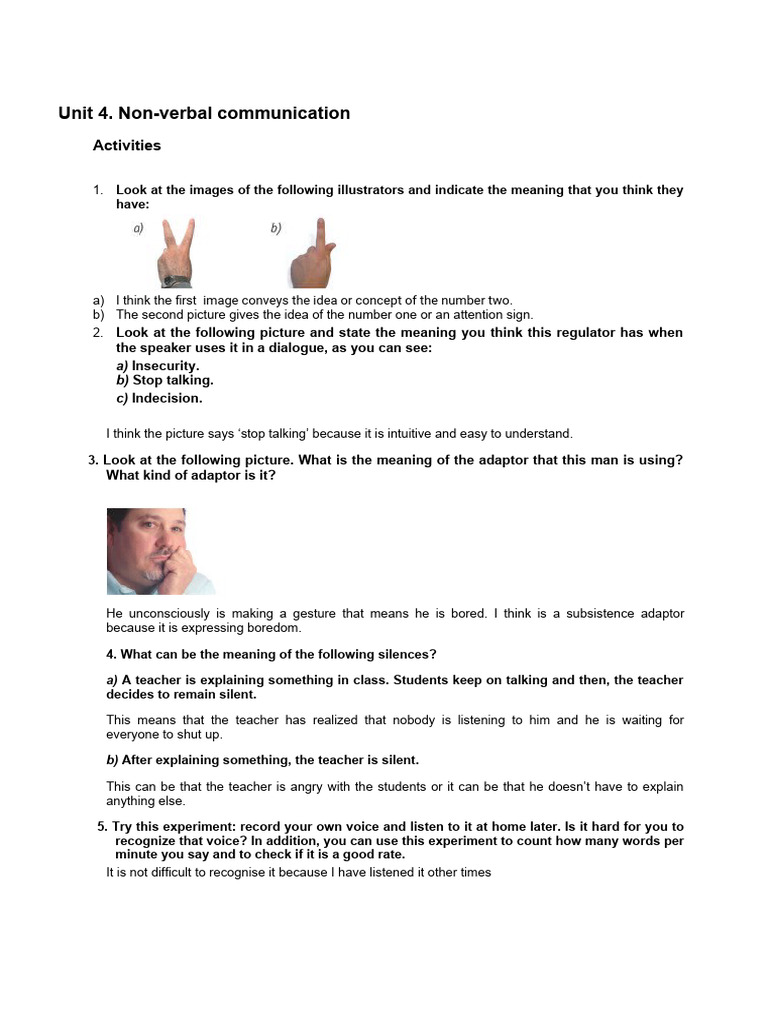 04 Exercises Student | PDF | Nonverbal Communication | Gesture
