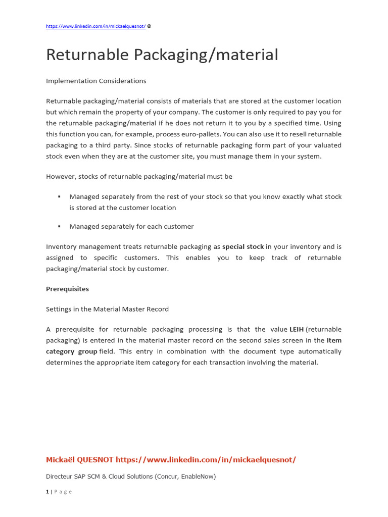 Returnable Packaging Management in SAP | PDF | Packaging And Labeling | Inventory