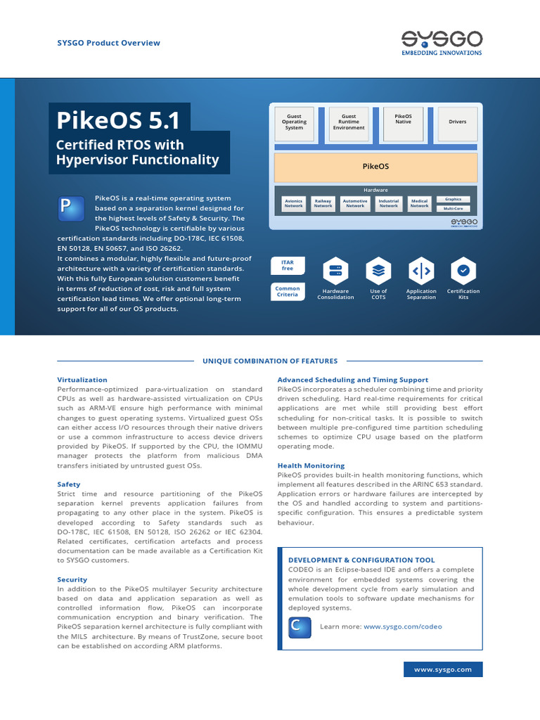 SYSGO PikeOS Product Overview | Download Free PDF | Operating System | Kernel (Operating System)